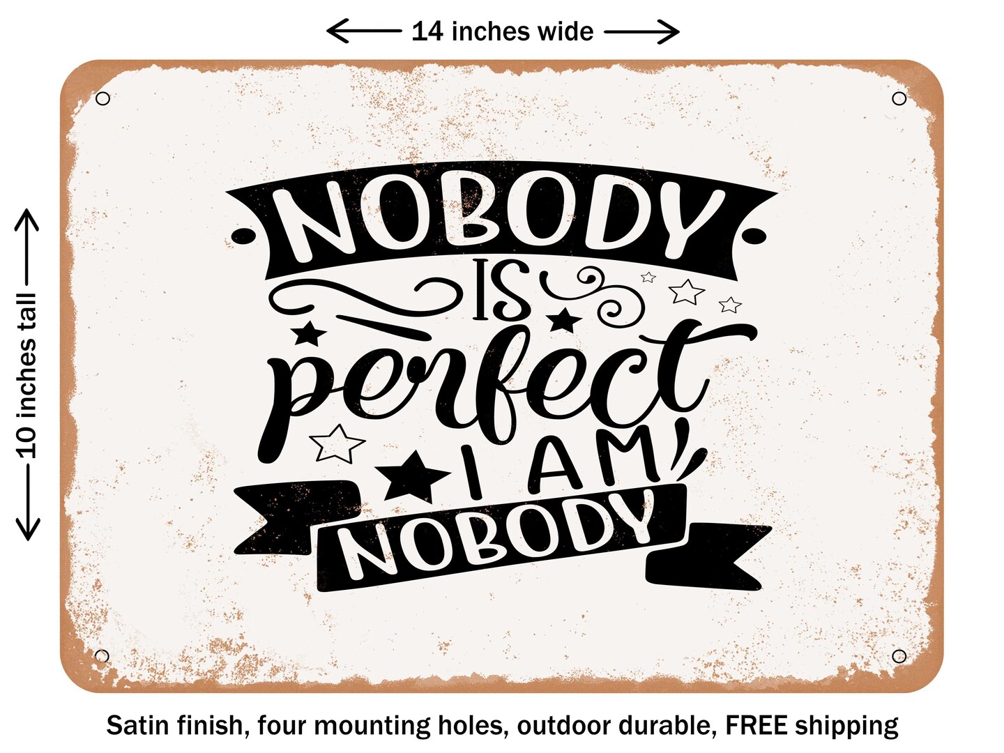 DECORATIVE METAL SIGN - Nobody is Perfect I Am Nobody - Vintage Rusty ...