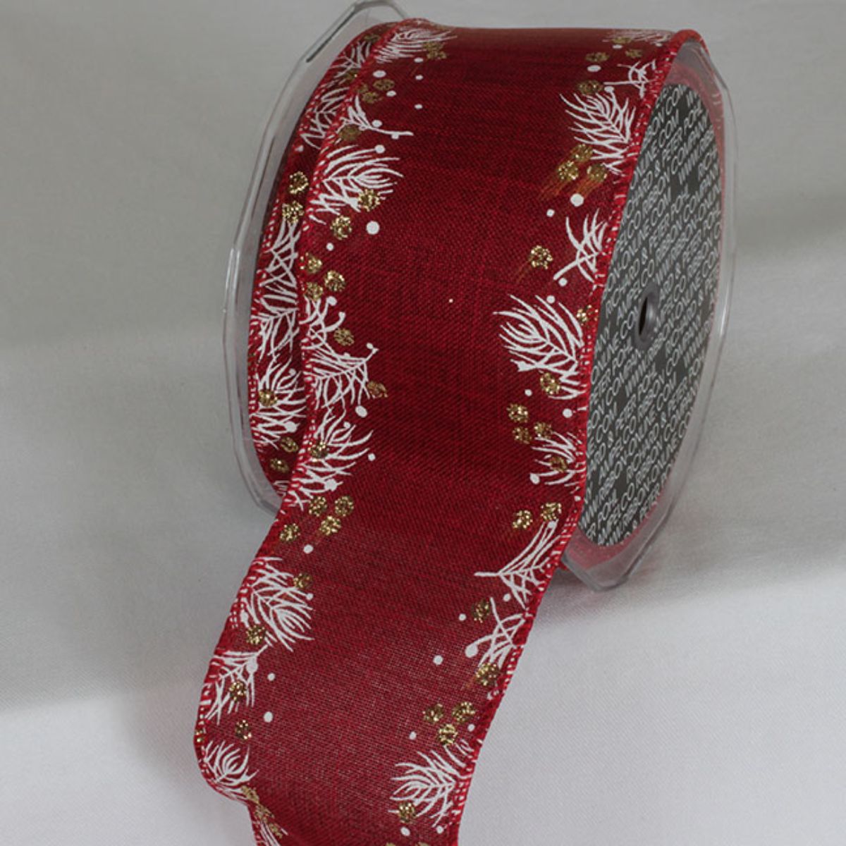 The Ribbon People Red and White Holly Edge Metallic Wired Craft Ribbon ...