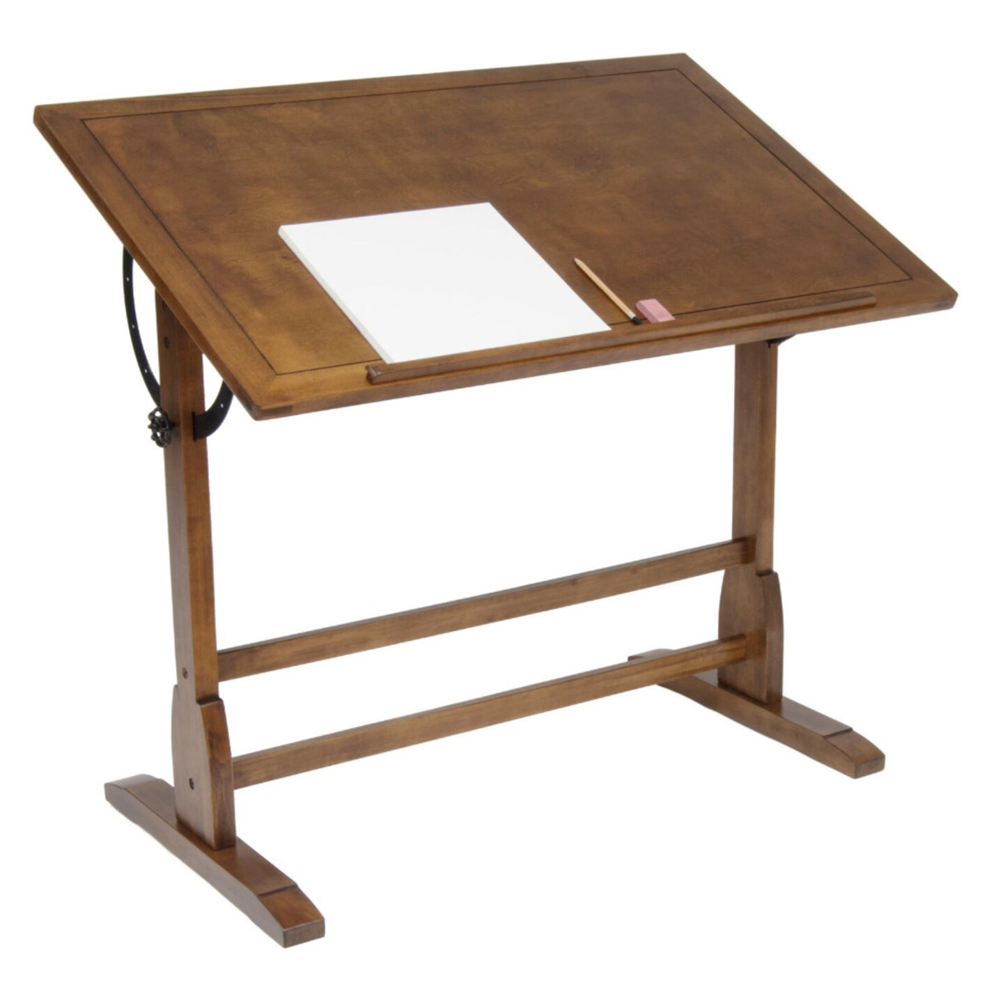 Elegant Distressed Wood Vintage Drafting Table Rustic Oak 42" x 30 ...