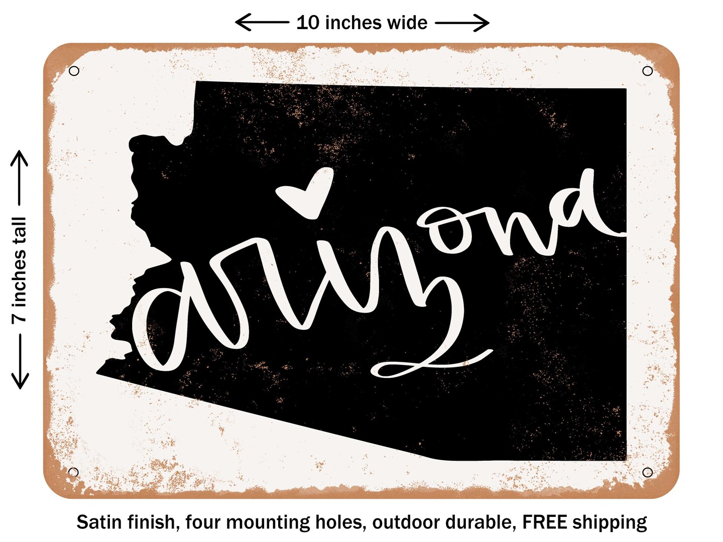 DECORATIVE METAL SIGN - Arizona Heart - Vintage Rusty Look | Michaels