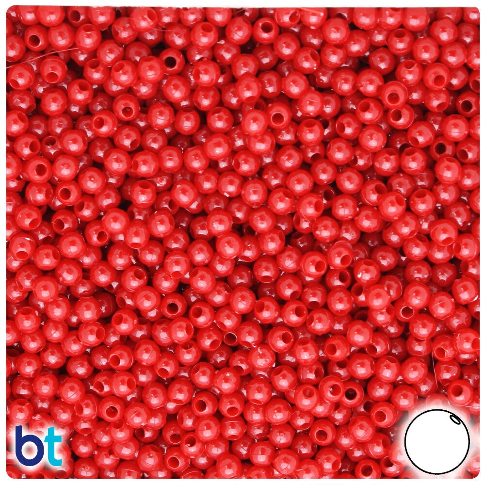 Beadtin Red Opaque 4mm Round Plastic Craft Beads 1000pcs Michaels