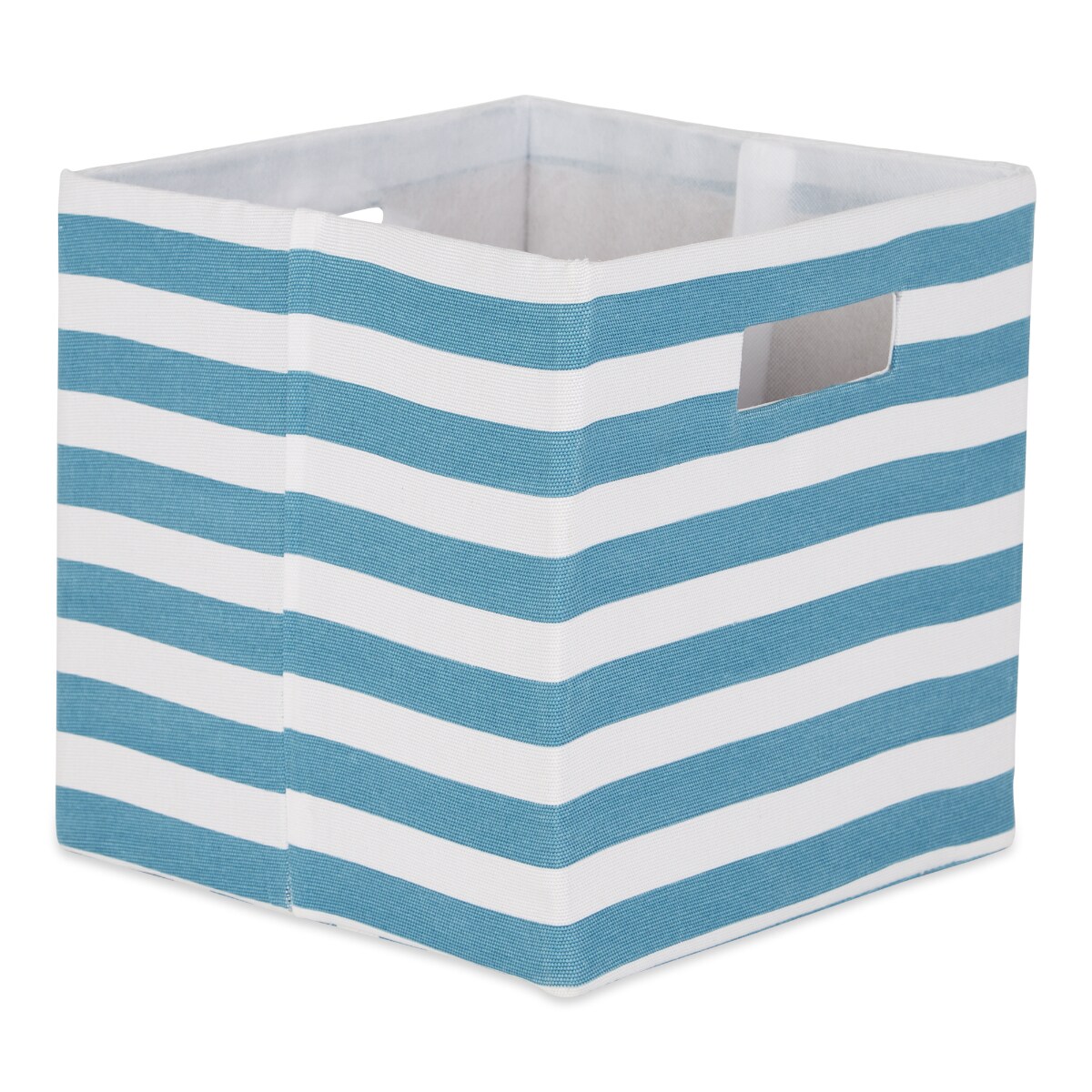 Contemporary Home Living 13" Blue and White Striped Square Storage Bin ...