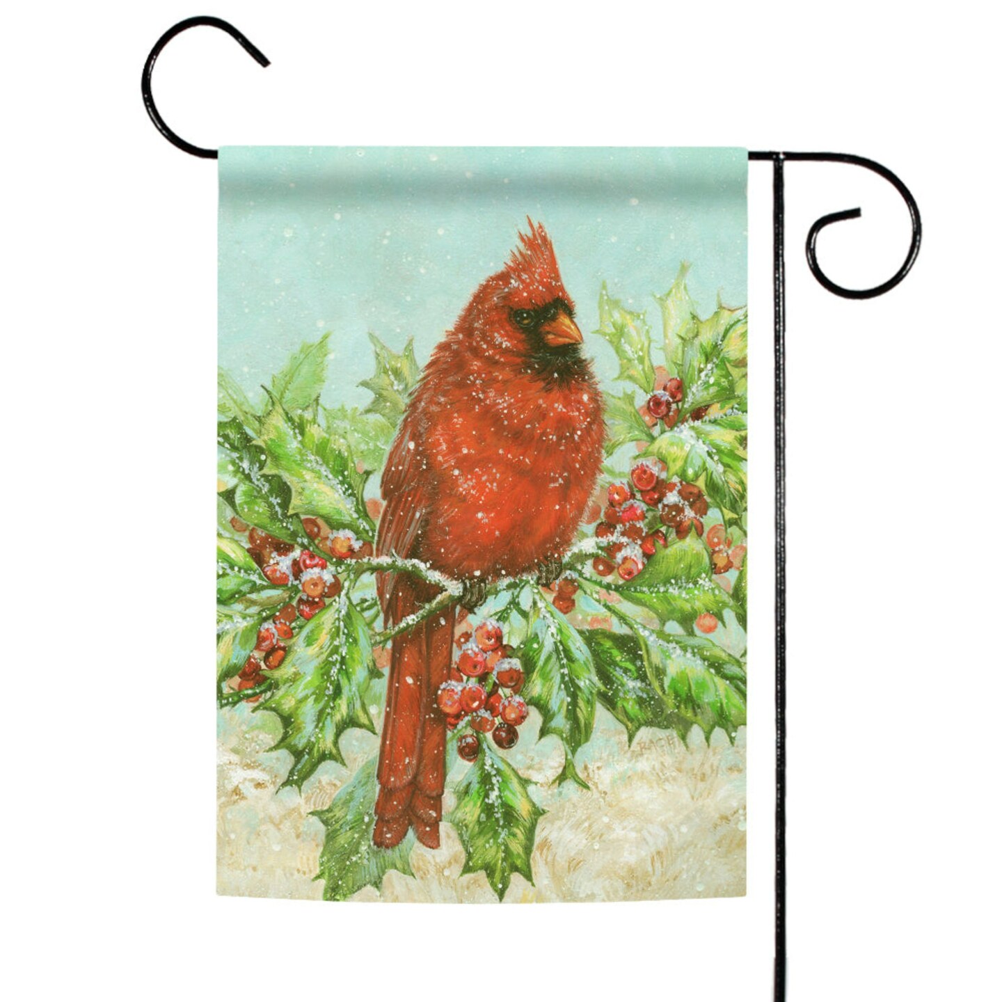 Toland Home Garden Green and Red Winter Holly Cardinal Outdoor ...