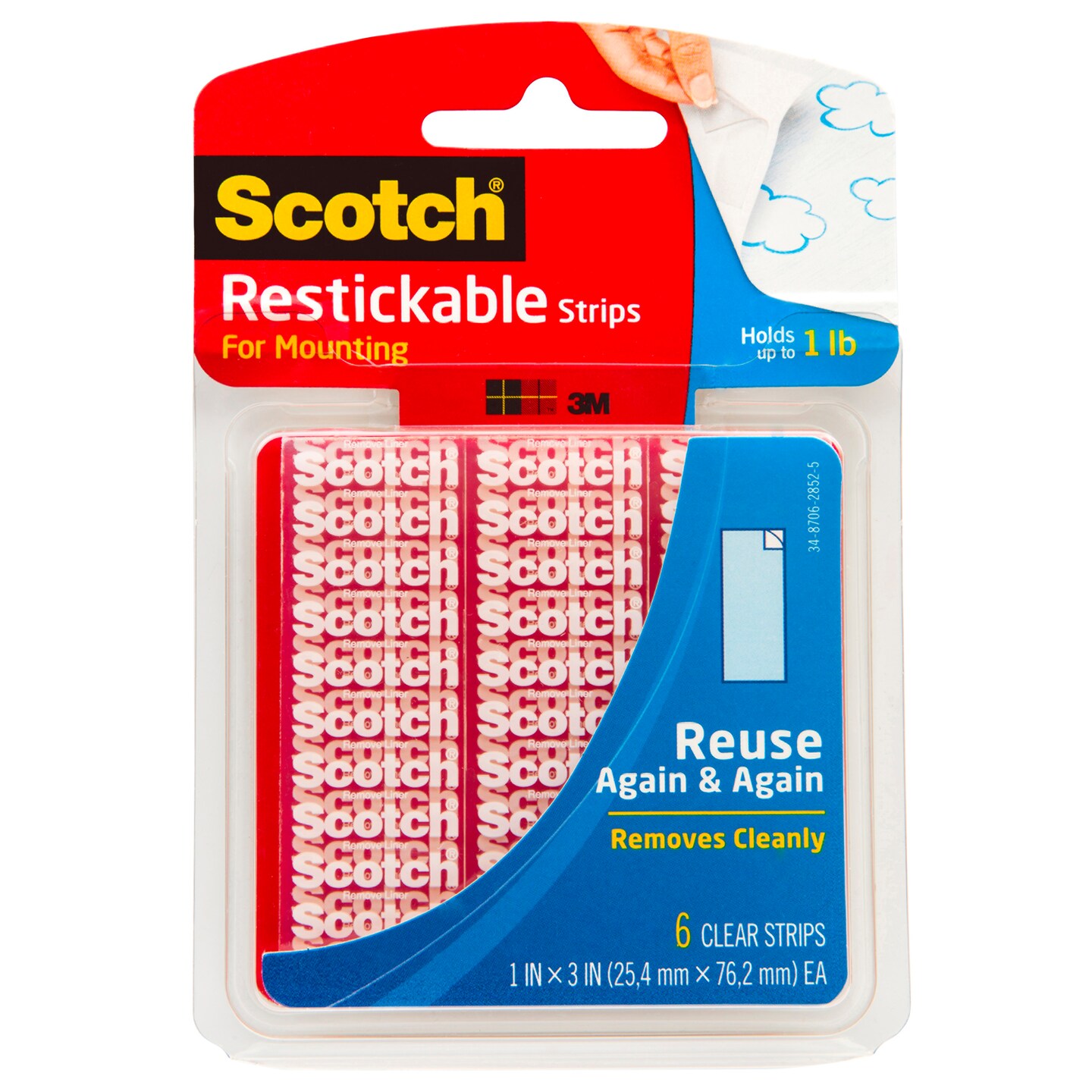 3M Scotch Reusable Mounting Strips, 1" X 3", 6/Pkg. | Michaels
