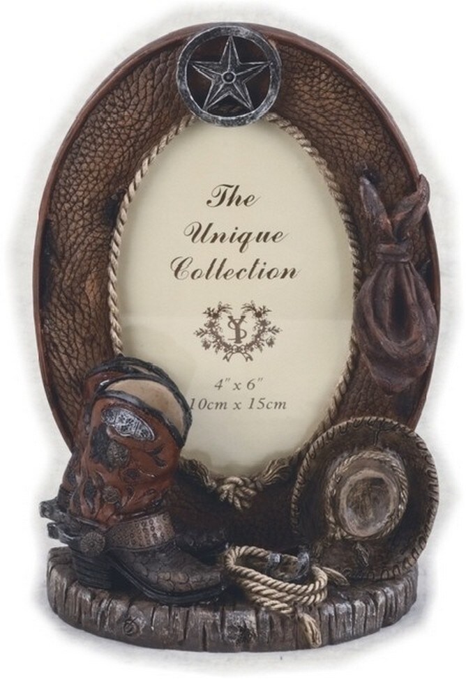 Old West Cowboy Hat and Boots Western themed Frame Art Accents Table ...