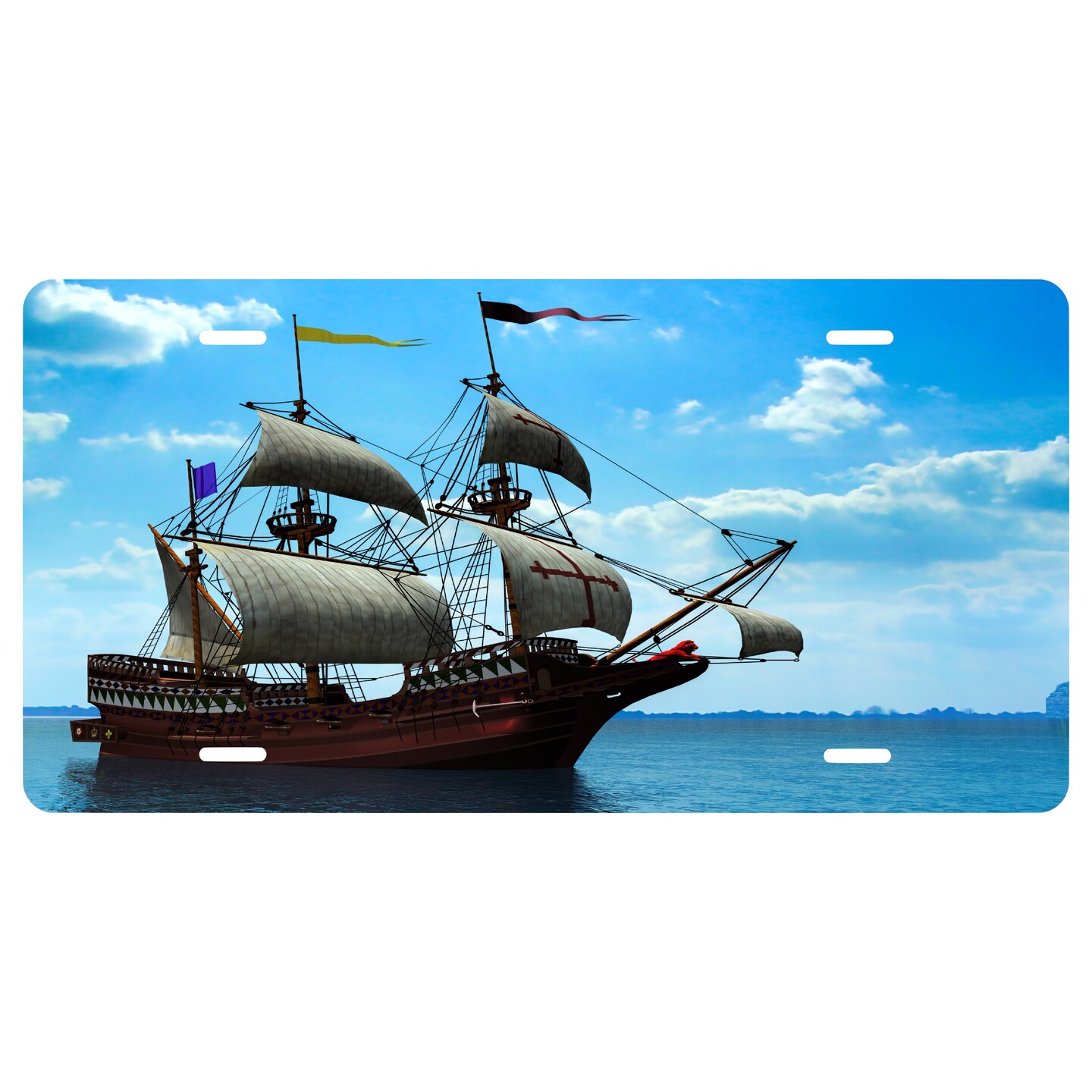 Pirate Ship "Beautiful Blue" Novelty Front License Plate - Caribbean ...