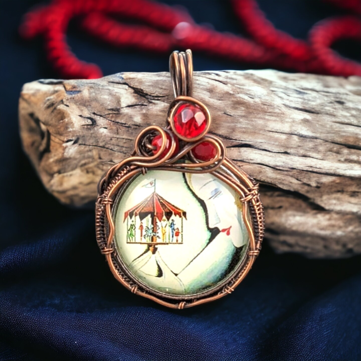 Copper Wire Wrapped Necklace Depicting Female and Carousel | MakerPlace ...