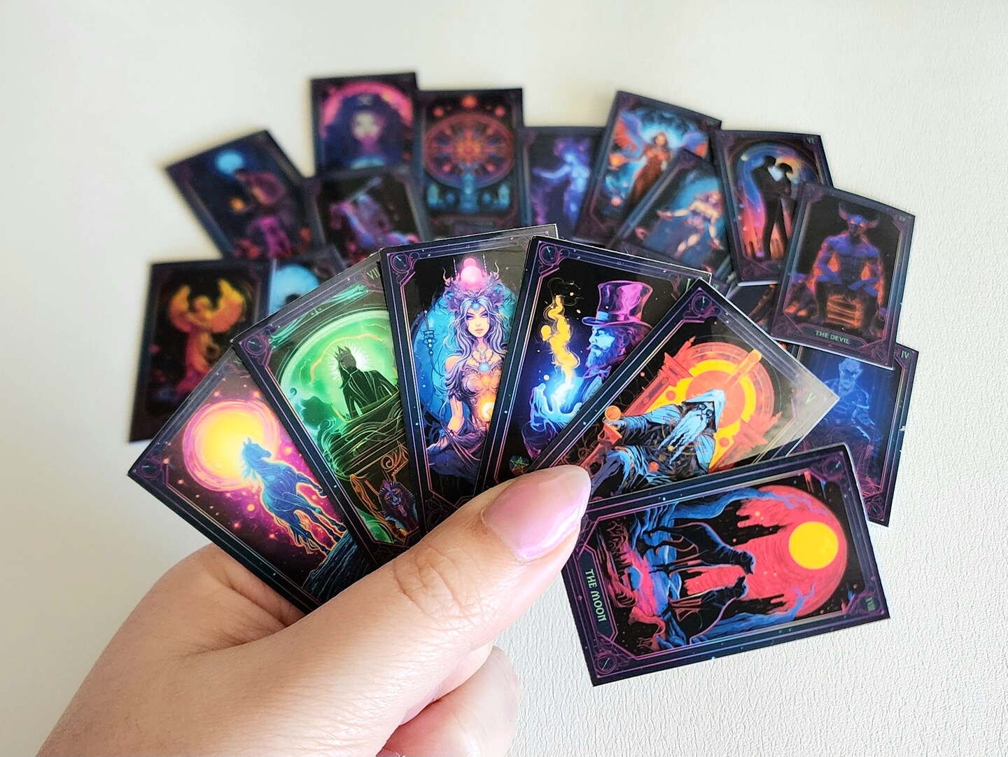 NEON Mini Tarot Card Vinyl Waterproof Stickers, 2" Major Arcana Tarot ...
