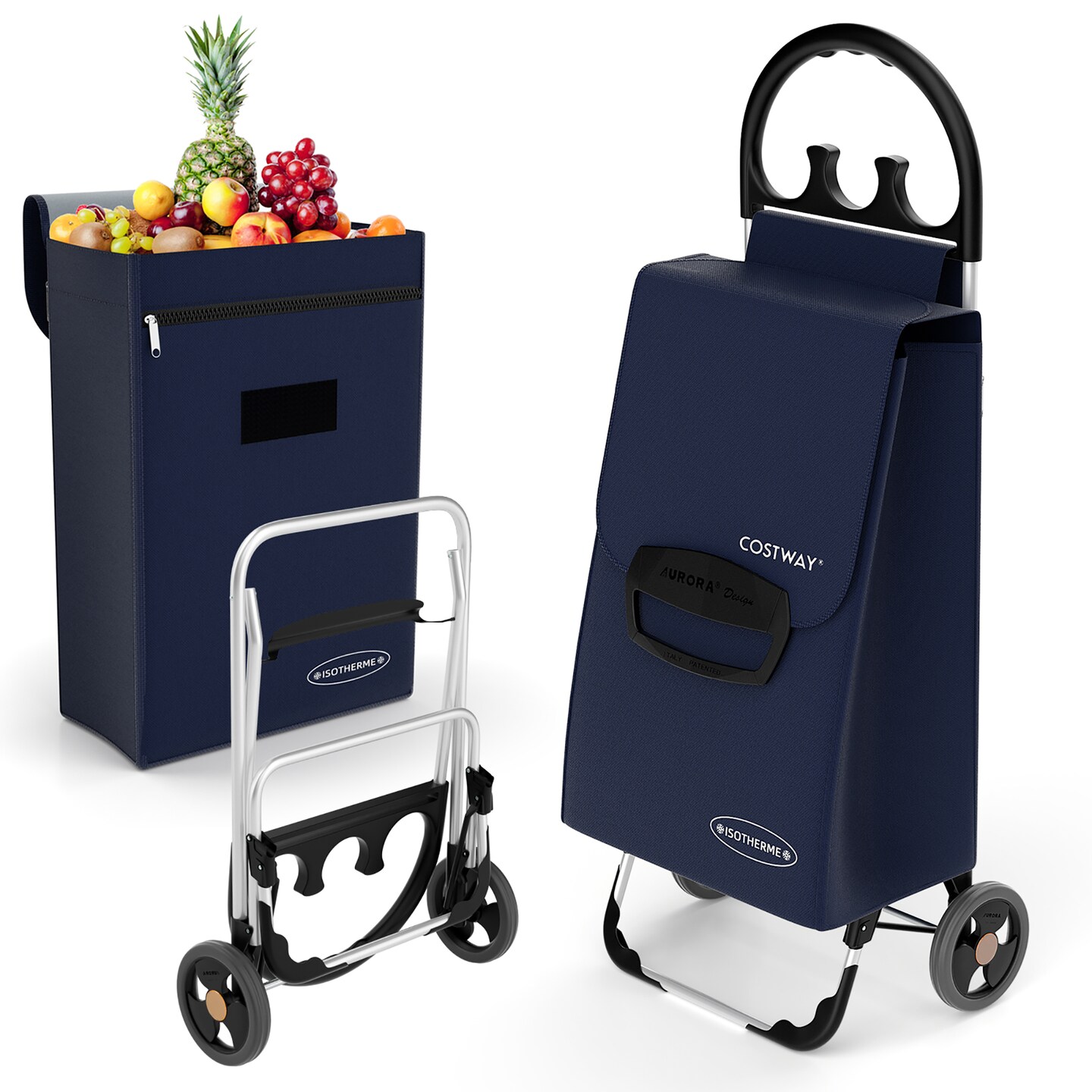 Costway Folding Shopping Cart Grocery Hand Truck Utility Removable Bag ... Costway Folding Shopping Cart Grocery Hand Truck Utility Removable Bag ...