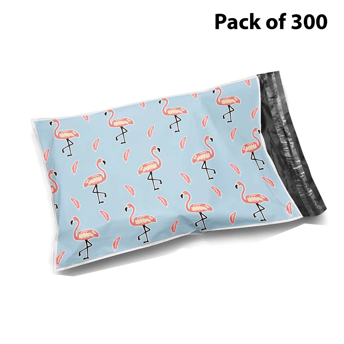 10 x 13 Glossy Pink Flamingos Decorative Light Blue Plastic Poly Mailer ...