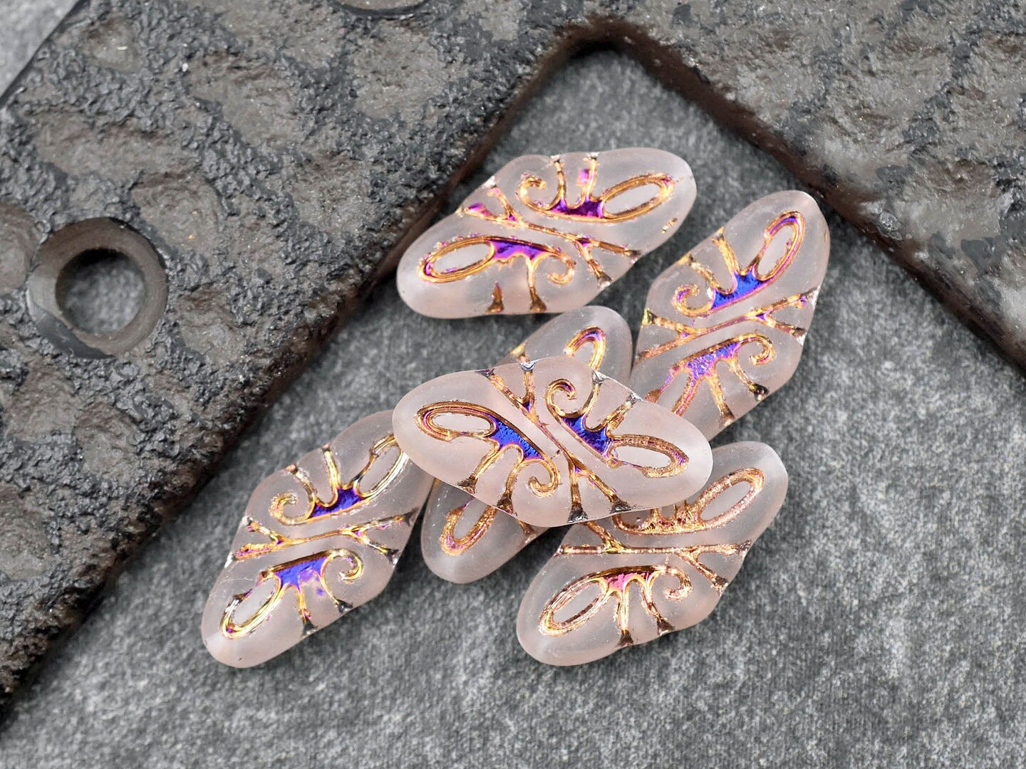 *10* 20x9mm Metallic Volcano Washed Matte Pale Rosaline Pink Marquise Oval Beads | Michaels