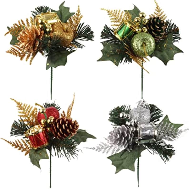 24 Packs Assorted Glitter Wreath Picks - Add Sparkling Touch to Your ...