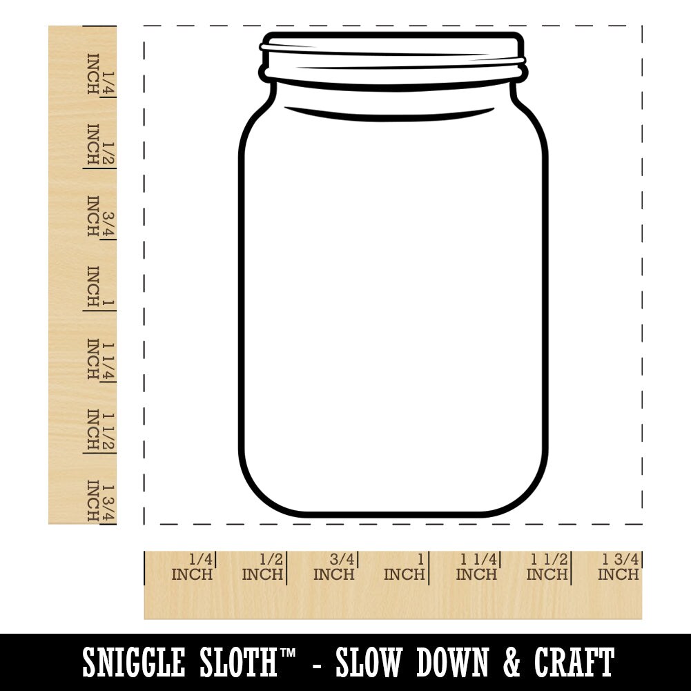 Empty Fillable Glass Mason Jar Square Rubber Stamp for Stamping ...