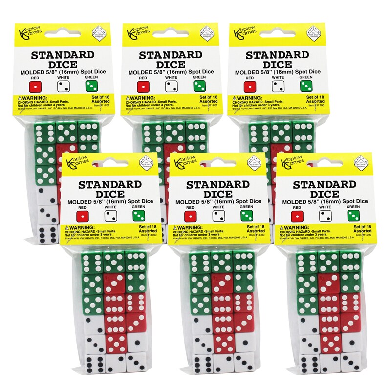 Dot Dice Set, 18 Per Pack, 6 Packs | Michaels