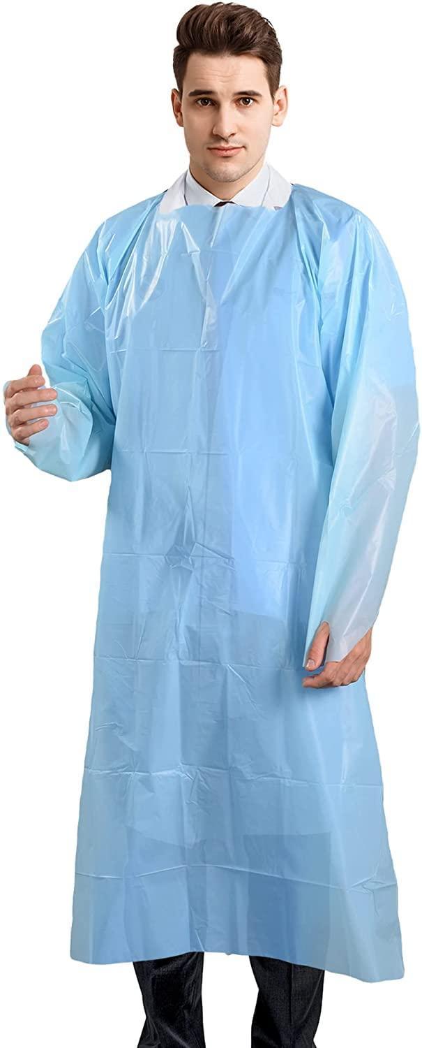 Hospital Disposable Gowns with Sleeves 45” X Large Blue CPE Medical ...