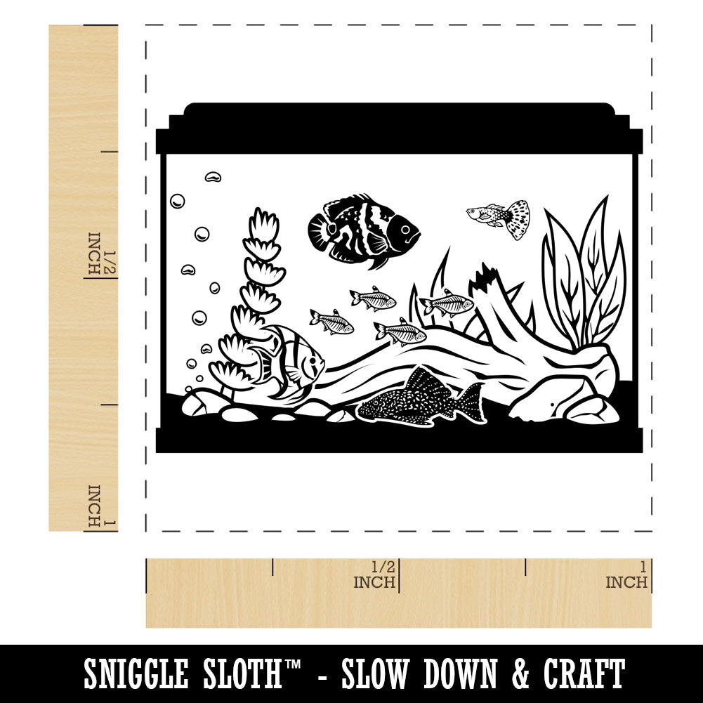 Aquarium Tank Filled with Various Fish Self-Inking Rubber Stamp Ink ...