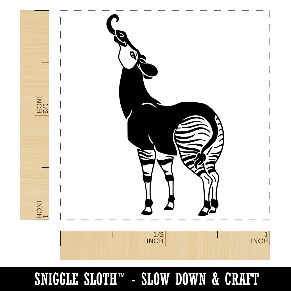 Silly Okapi Sticking Tongue Out Zebra Giraffe Self-Inking Rubber Stamp ...
