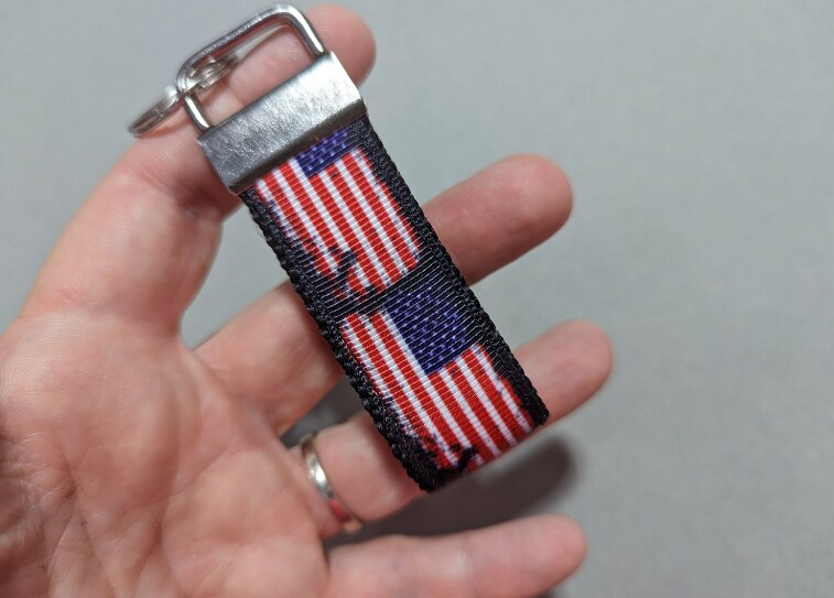 Patriotic Tattered American Flag Mini Keychain, 1 Inch Wide and about 3 ...