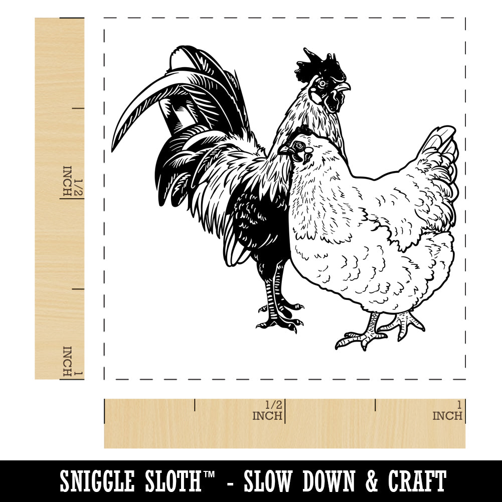 Rooster and Hen Chicken Couple Self-Inking Rubber Stamp Ink Stamper ...