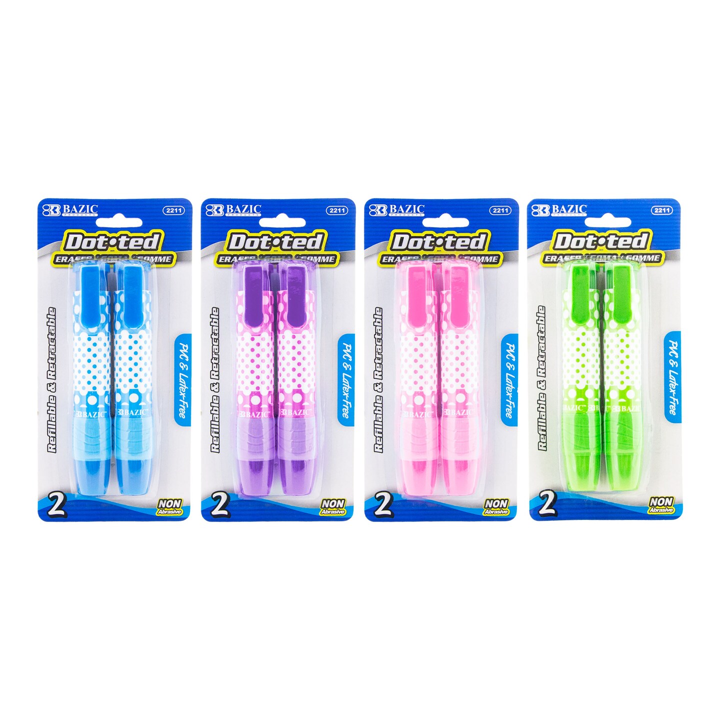 BAZIC Retractable Dot.ted Stick Erasers (2/Pack) | Michaels
