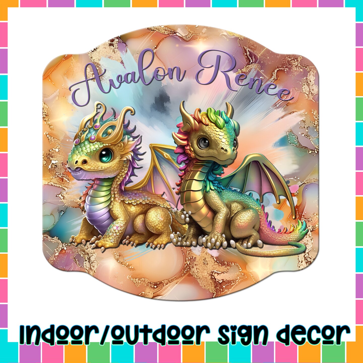 Golden Fairytale Dragons Girls Room Dragon Decorations Gamer Sign ...