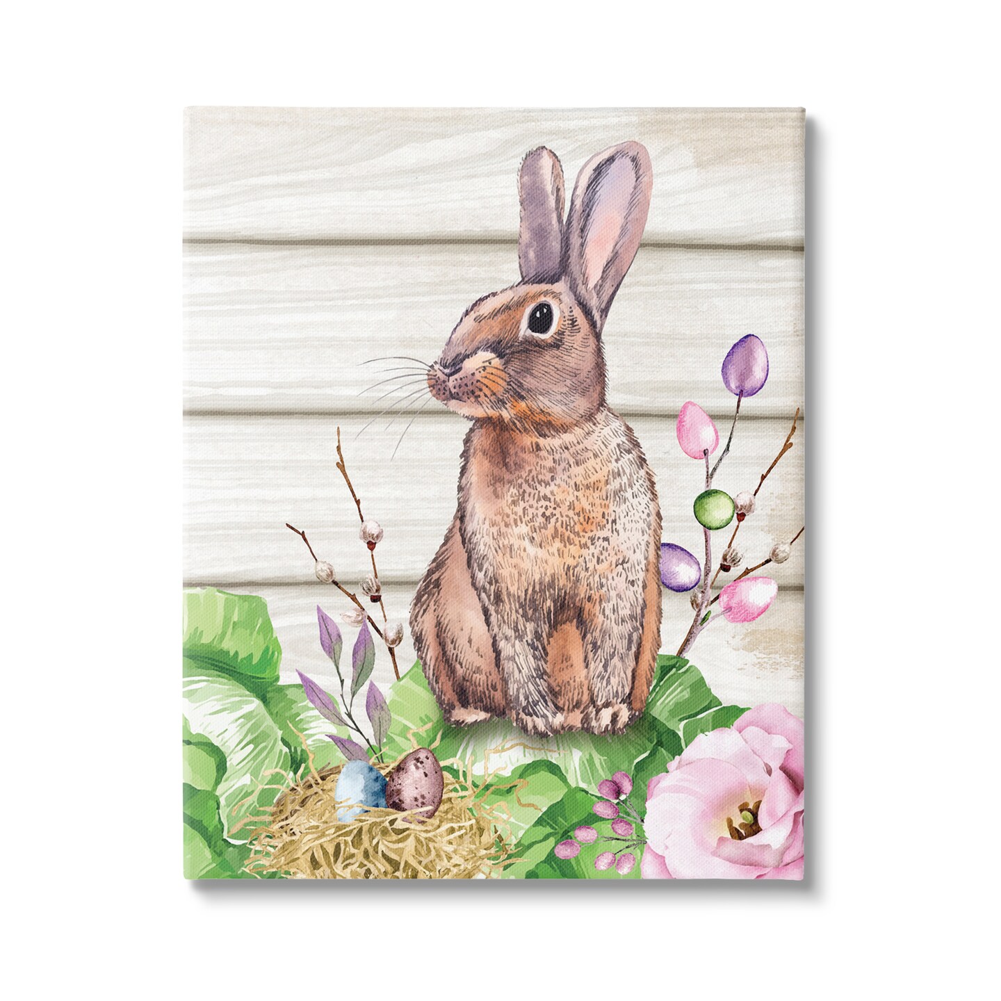Stupell Industries Spring Flower Garden Country Rabbit Canvas Wall Art ...