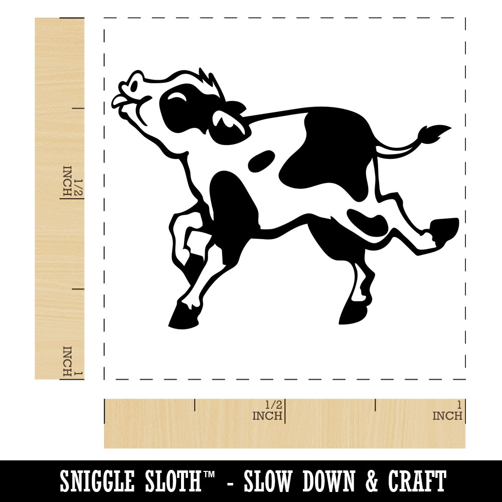Happy Prancing Spotted Cow Calf Self-Inking Rubber Stamp Ink Stamper ...