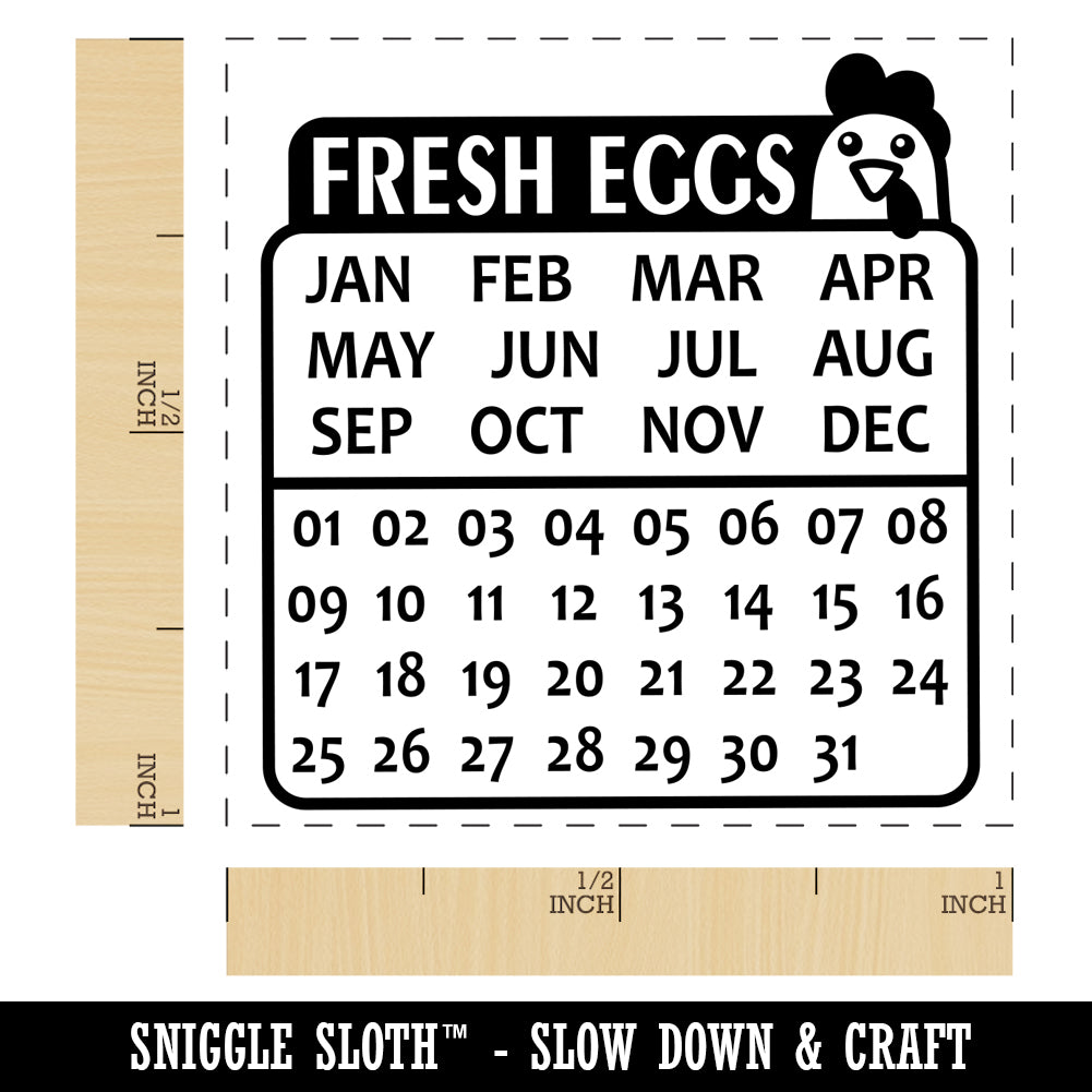 Fresh Eggs Cute Chicken Egg Calendar for Carton Self-Inking Rubber ...