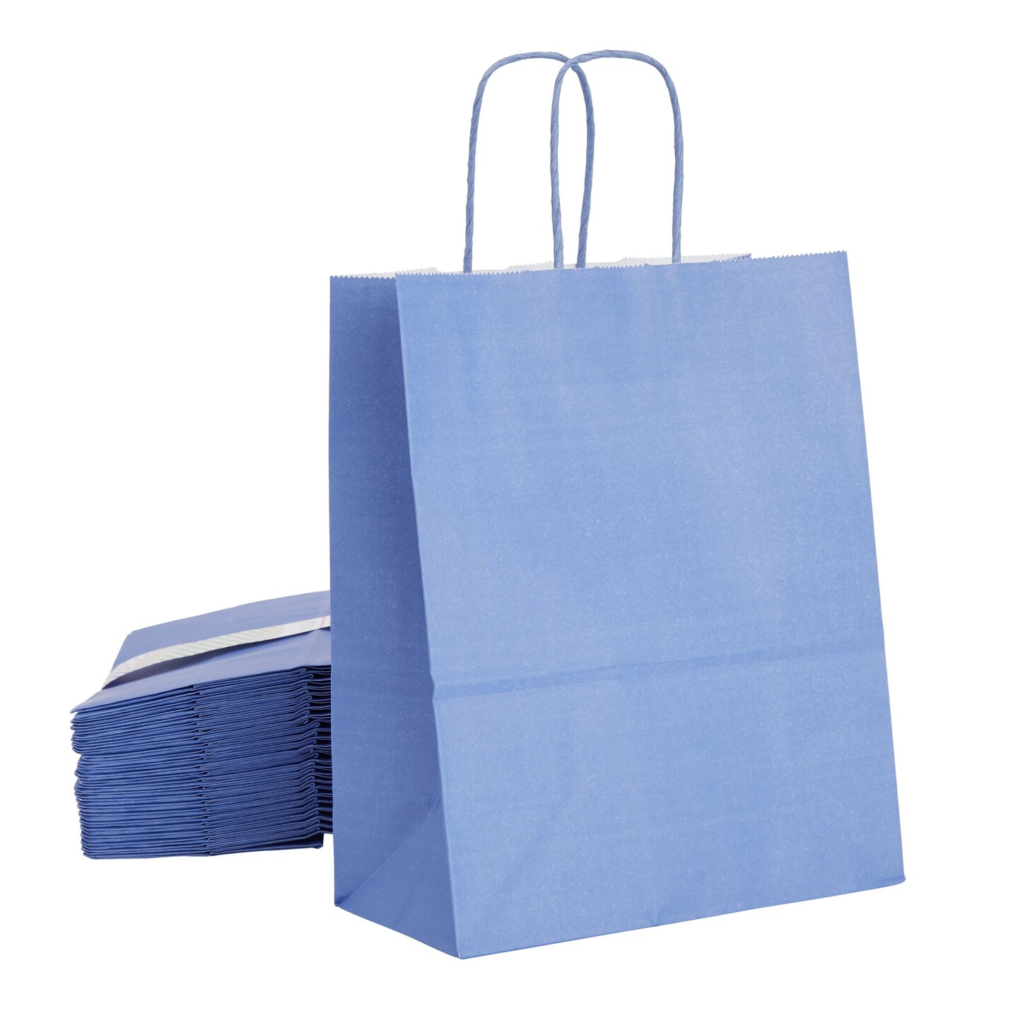 25 Pack Blue Gift Bags With Handles 8x4x10 Inch Paper Goodie Bags For