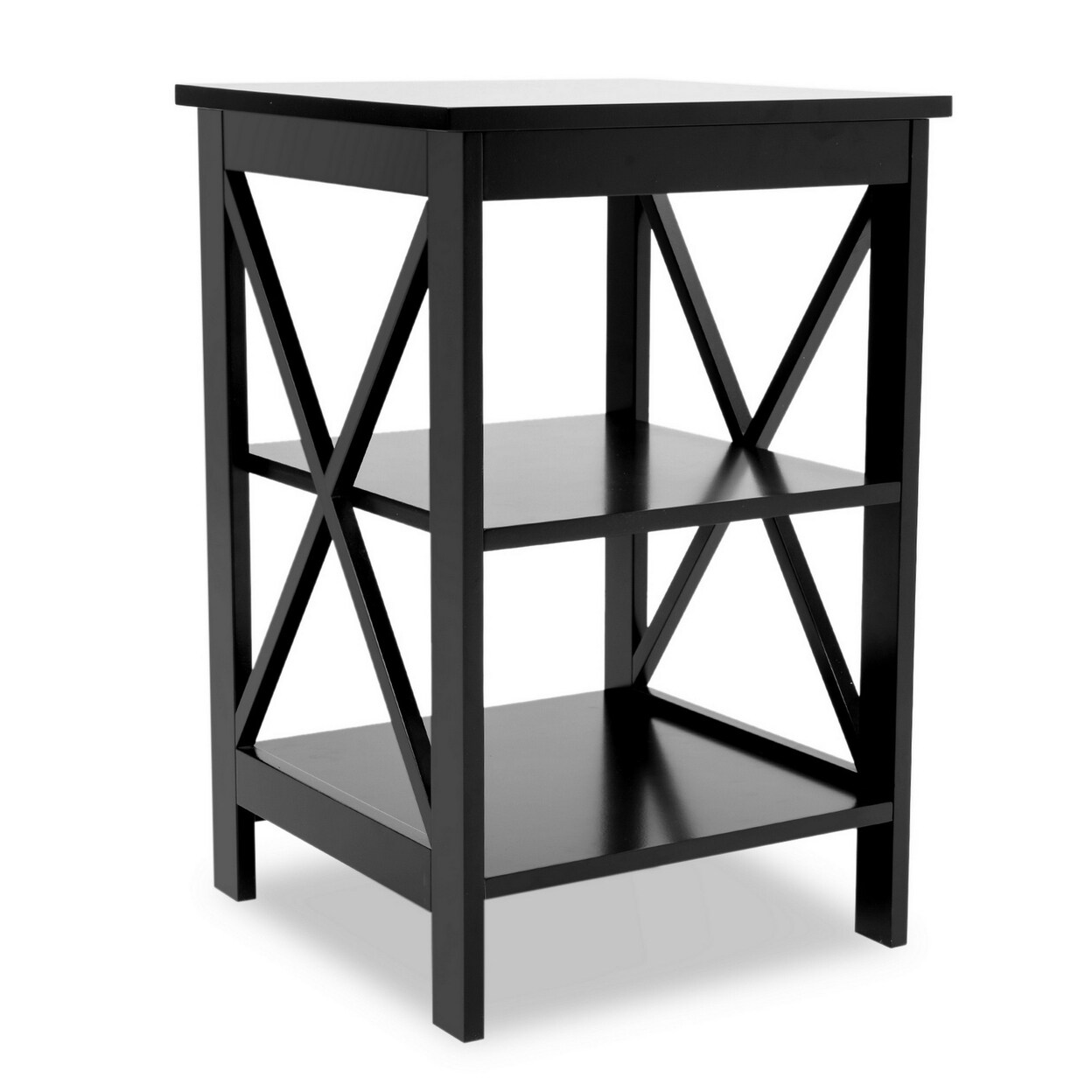 Saltoro Sherpi Hep 24 Inch Side End Table with 2 Shelves and Crossed ...