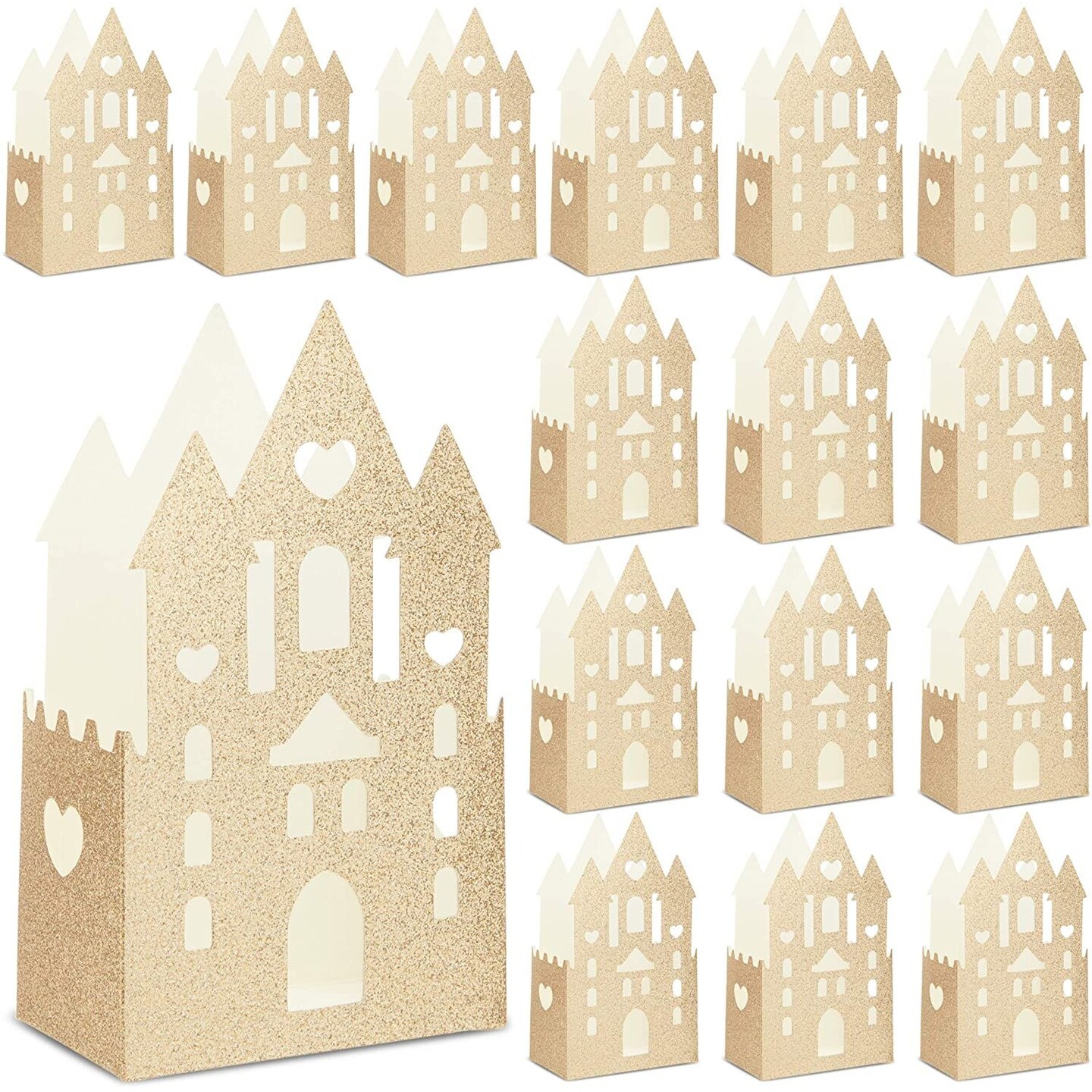 16-Pack Gold Princess Party Favor Boxes, 3.5x2x5.9-Inch Glitter Castle ...