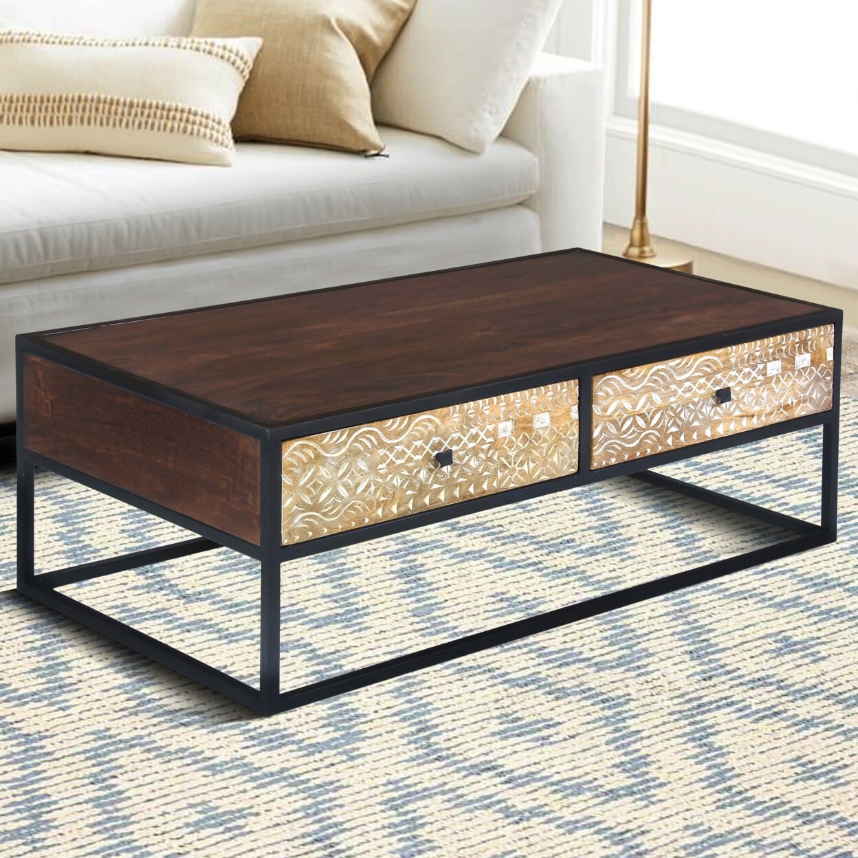 Saltoro Sherpi 45 Inch Carson Rectangular Mango Wood Coffee Table with ...