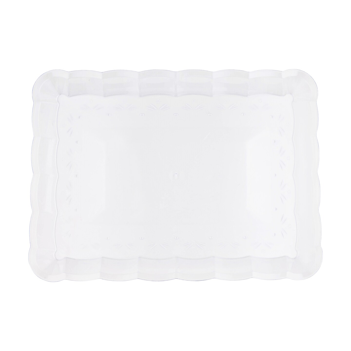 Clear Rectangular with Groove Rim Plastic Serving Trays - 11" x 16" (24 ...