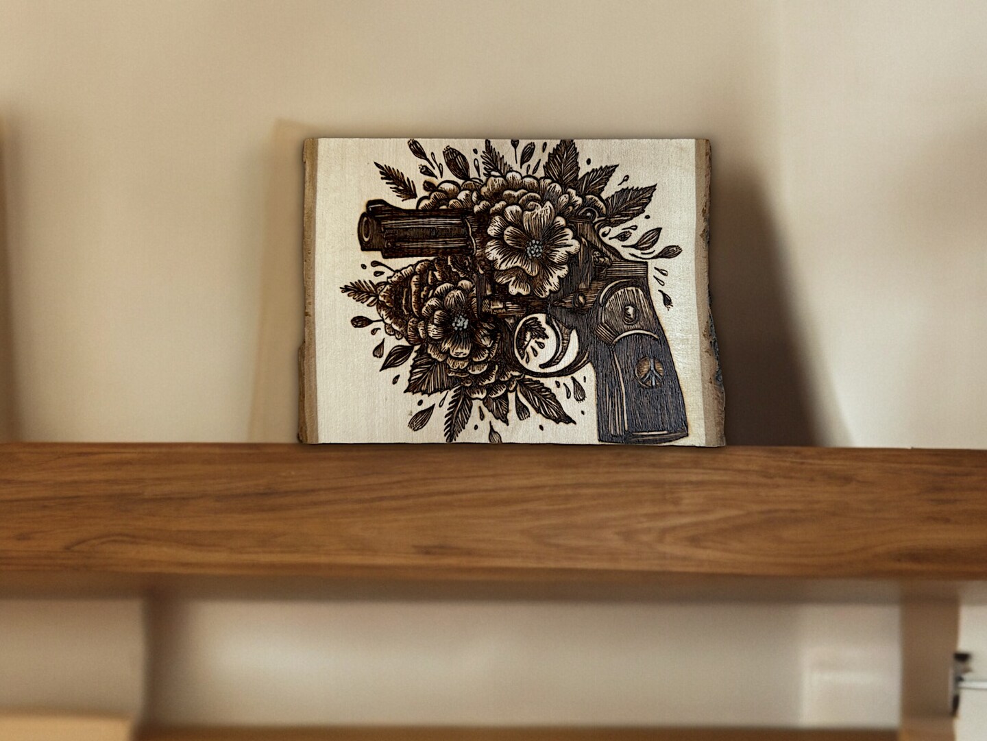 Wildflower Gunplay Wood Burned Western Wall Art, Handmade | MakerPlace ...