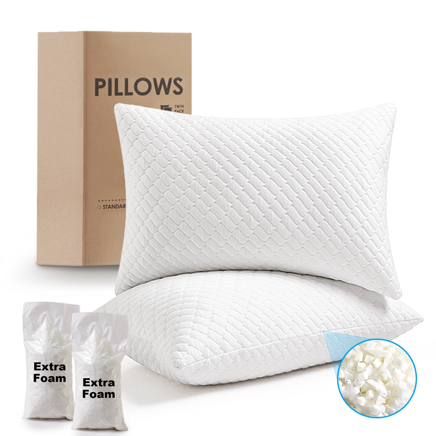 Shredded Memory Foam Adjustable Bed Pillows Cooling Set Of 2 Standard Queen King | Michaels