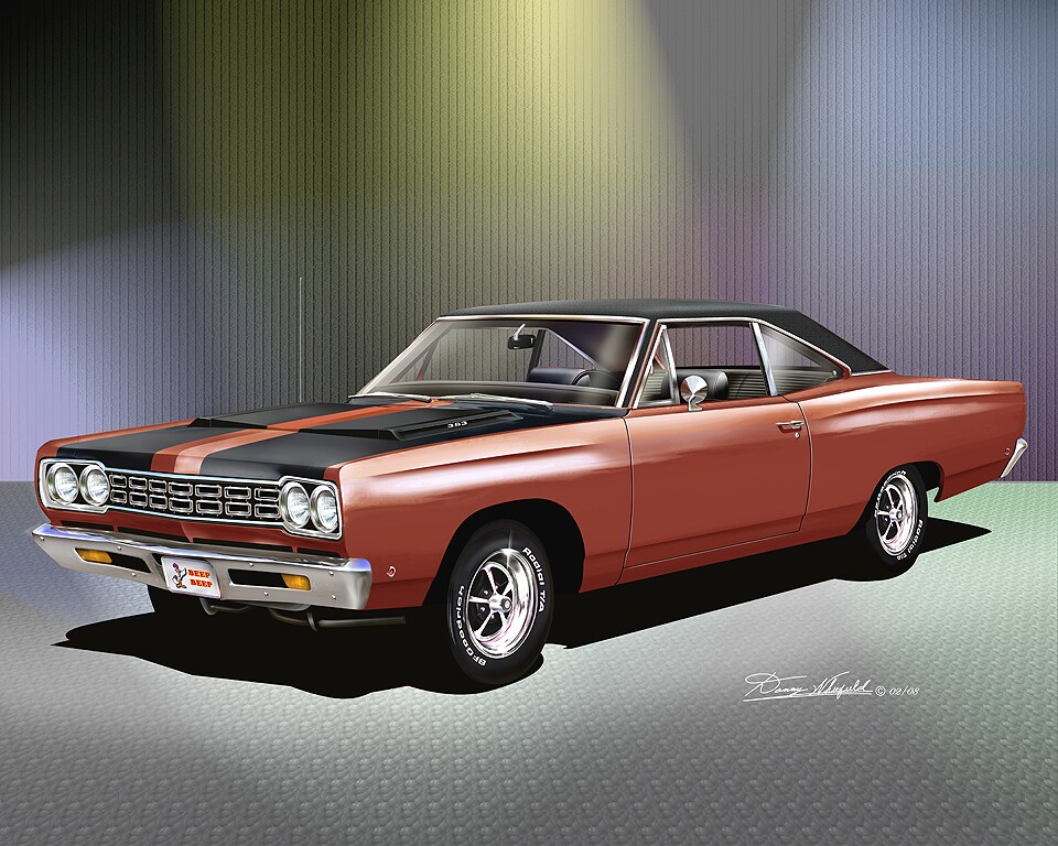 1968 Plymouth Roadrunner - Turbine bronze | Art Prints by Danny ...