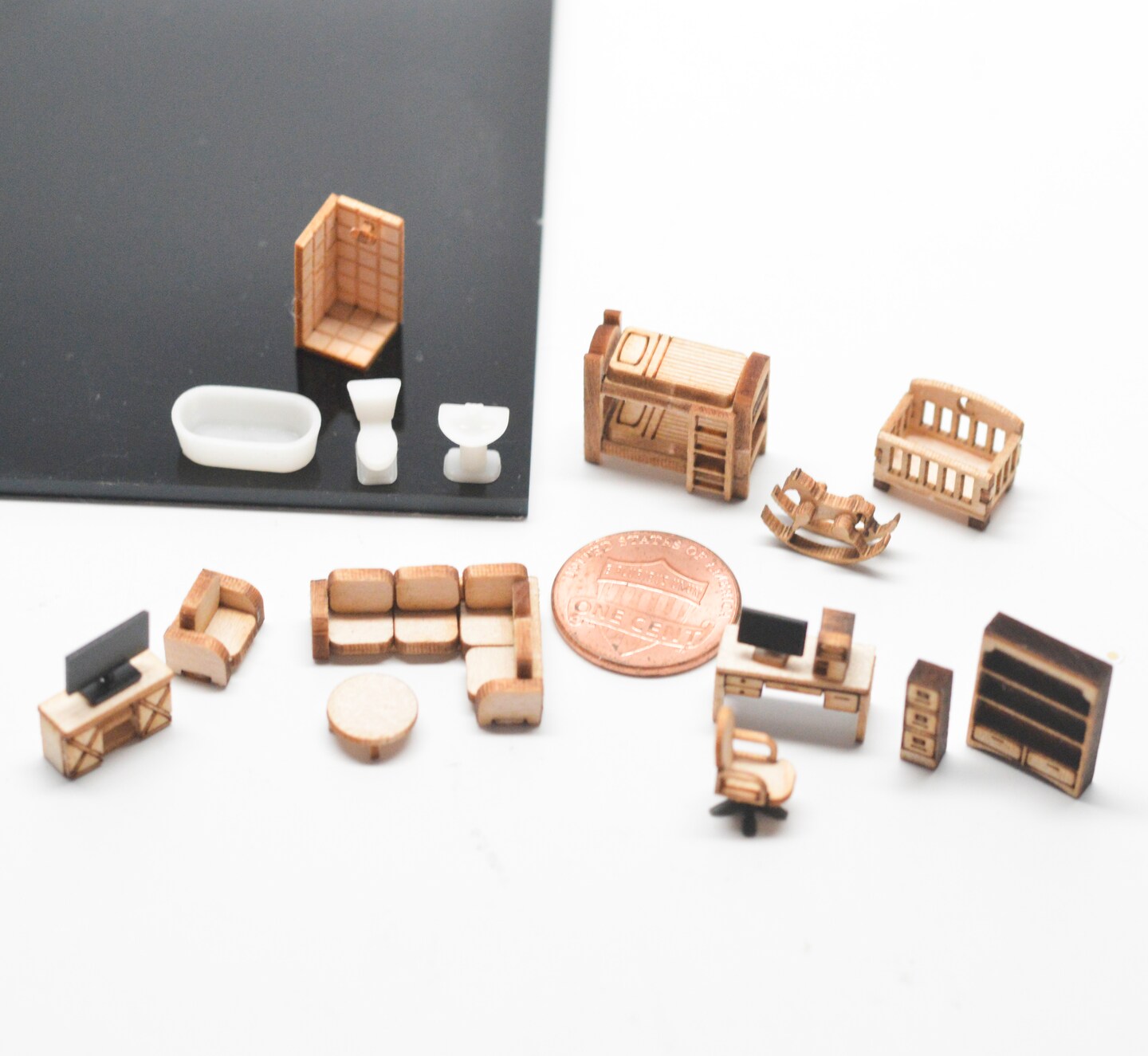 1:144 Dollhouse Miniature Four Room Furniture Kit SMA HS009 ...