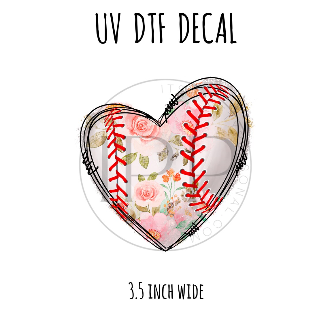 #274 -Floral Baseball Heart 3.5 inch wide UV DTF decal | Michaels