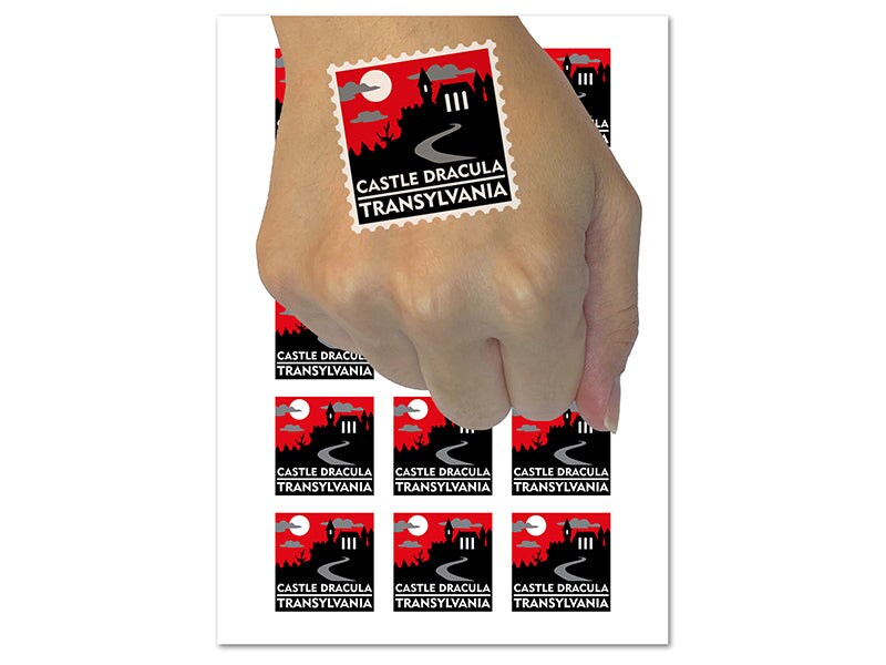Castle Dracula Transylvania Destination Stamp Temporary Tattoo Water ...