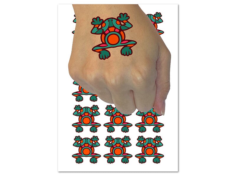Southwestern Style Tribal Frog Toad Temporary Tattoo Water Resistant ...