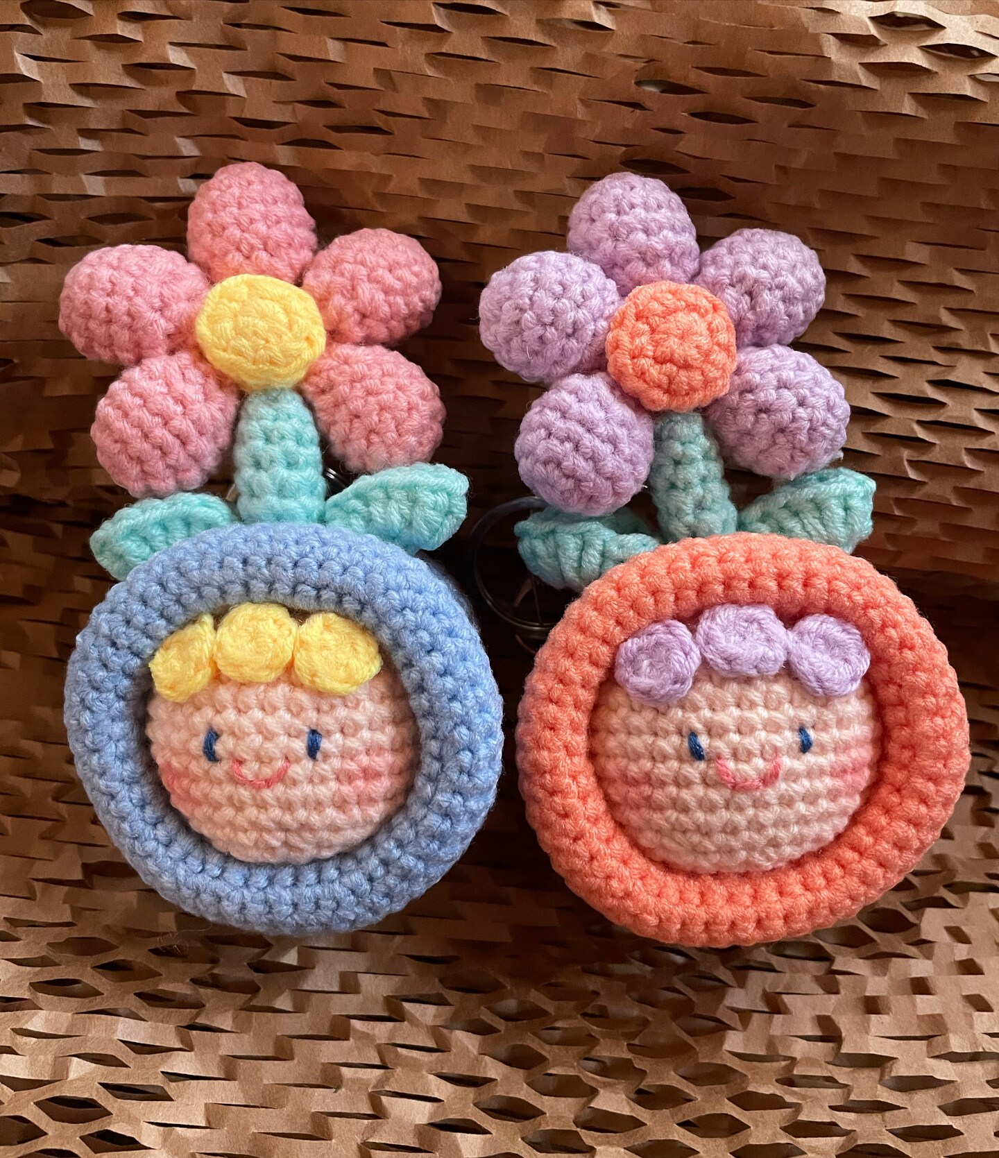 Smiley flower crochet keychain, smiley face keychain, smiley doll ...