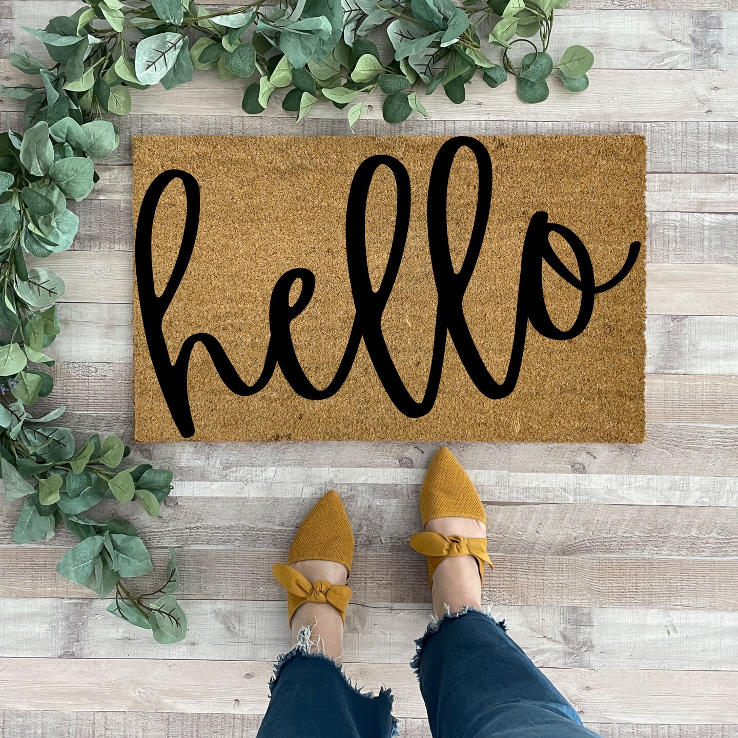 Hello Doormat Unique, Modern Welcome Mat, Front Door Mat, New Home gift ...