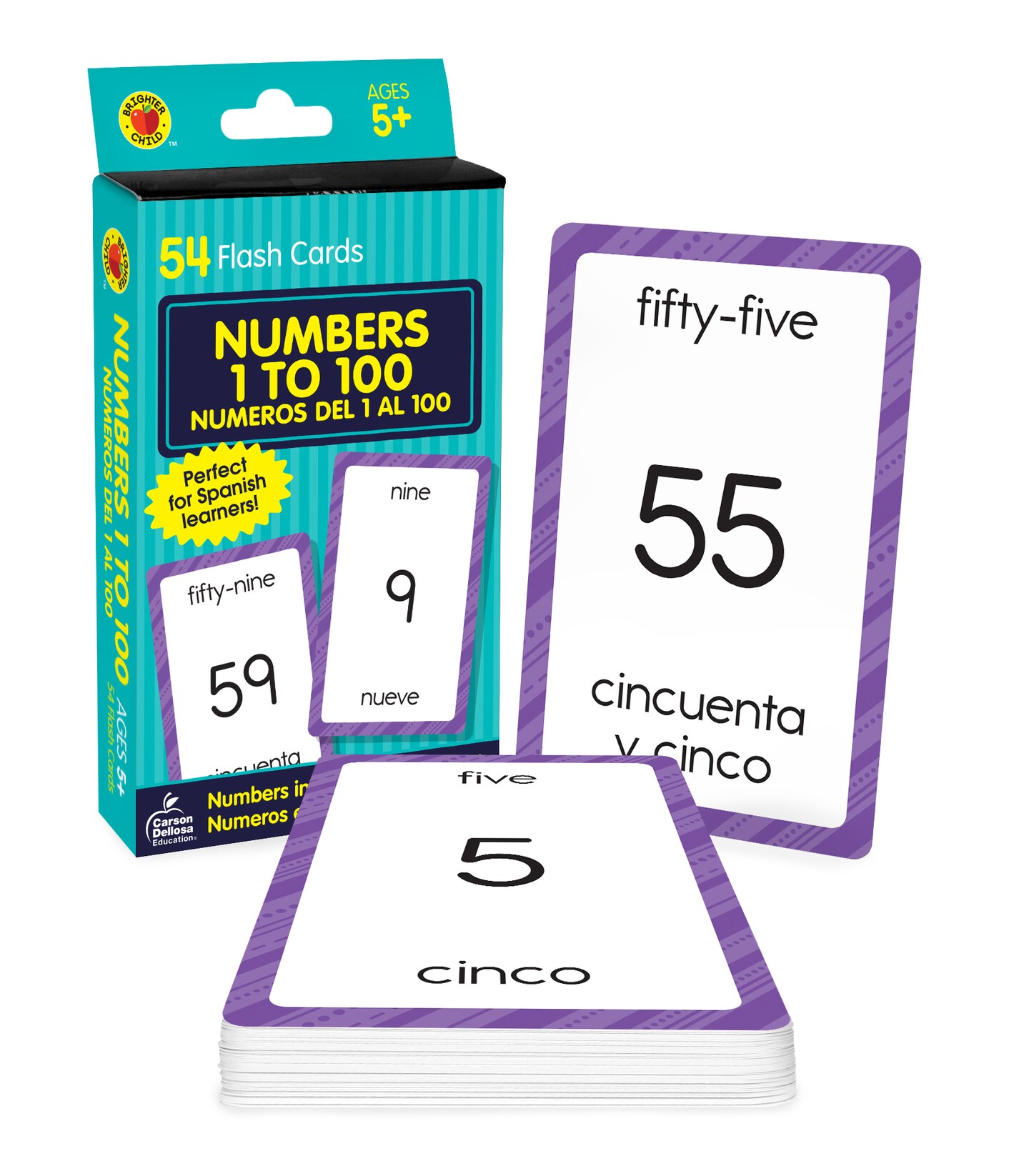 Carson Dellosa Spanish Flash Cards for Kids 8+, Bilingual English and ...