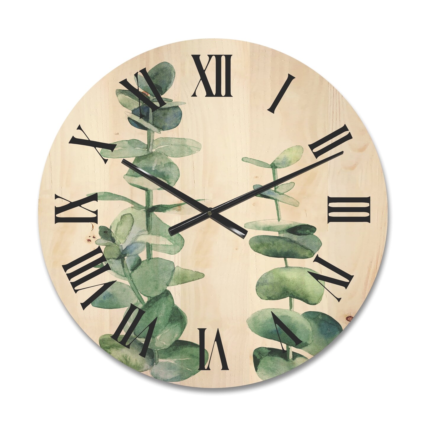 Designart 'Green Eucalyptus Branch' Tropical Wood Wall Clock | Michaels