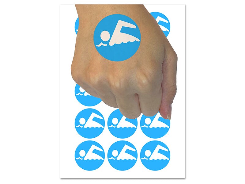 Swimming Symbol Temporary Tattoo Water Resistant Fake Body Art Set ...