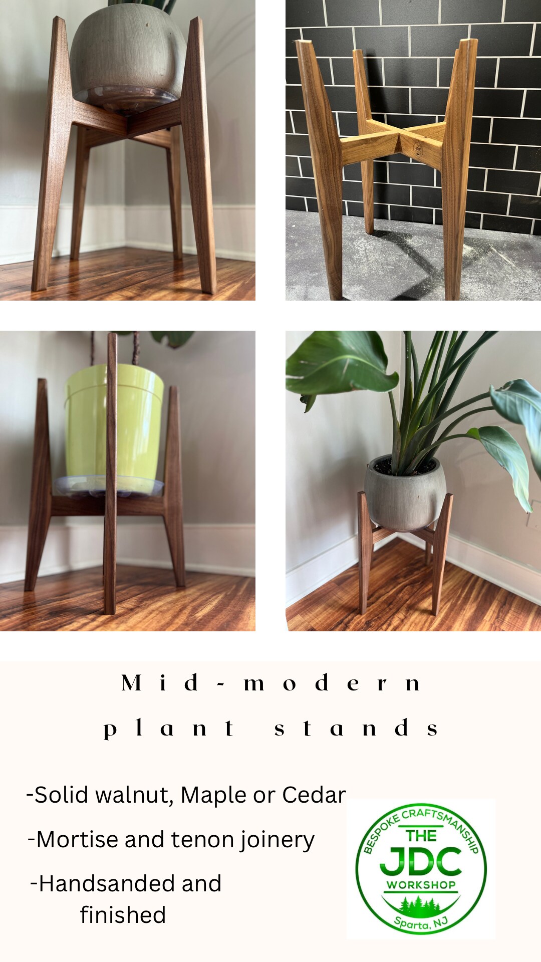 MCM inspired indoor plant stands, modern home decor, hand made in USA ...