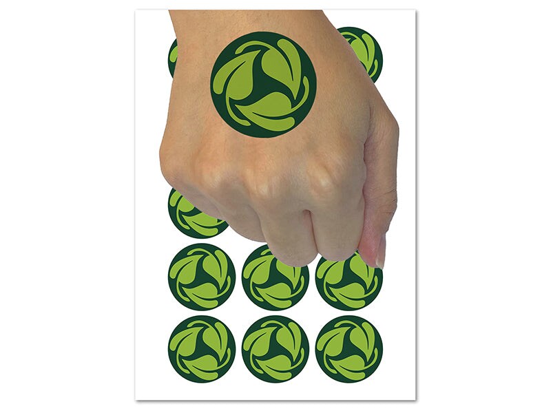 Three Leaves Circle Recycle Pattern Temporary Tattoo Water Resistant ...