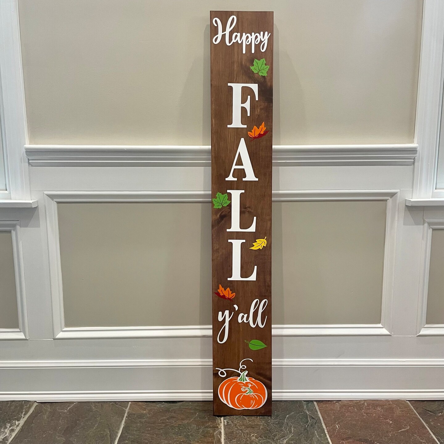 Happy Fall Y'all Porch Sign | Fall Porch Sign | 48in H | Wood | Brown ...