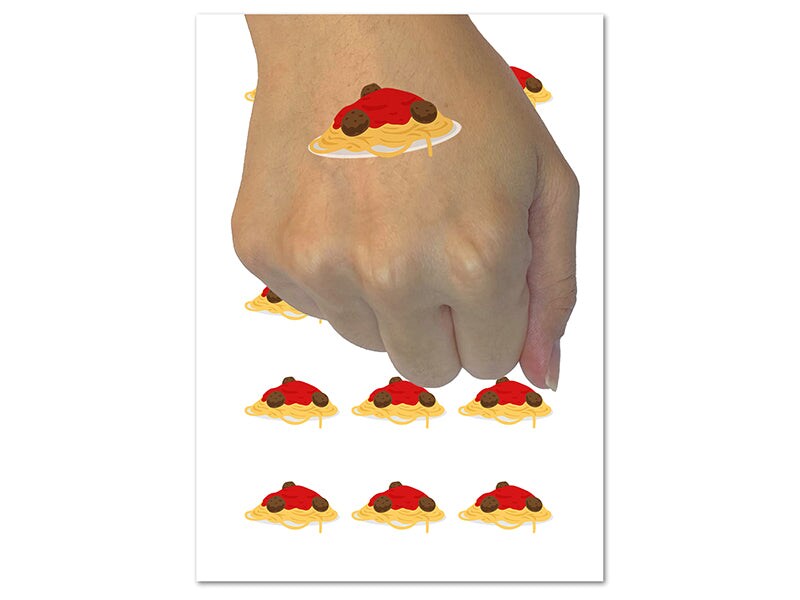 Spaghetti and Meatballs Italian Pasta Temporary Tattoo Water Resistant ...