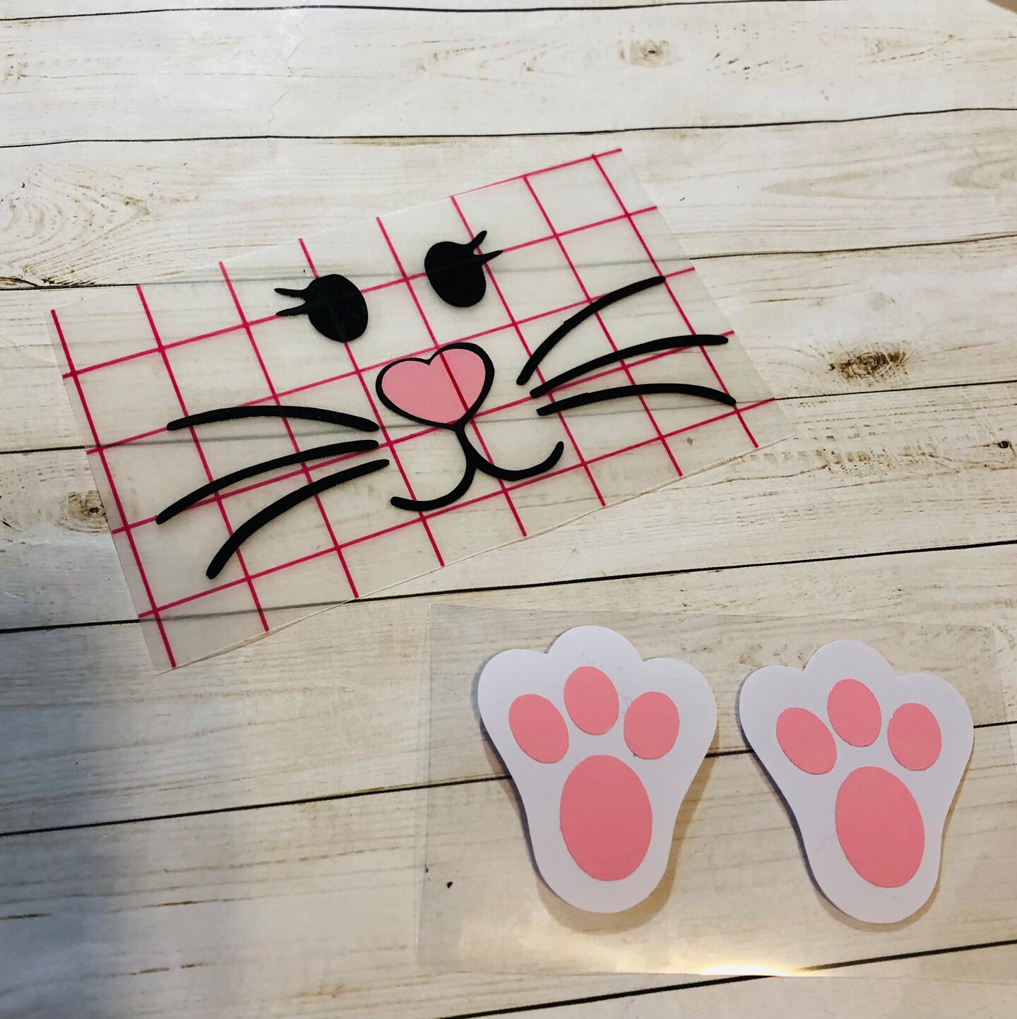 Set of 2 Cute Bunny Face and Feet Vinyl Decal - Easter Craft - Easter ...